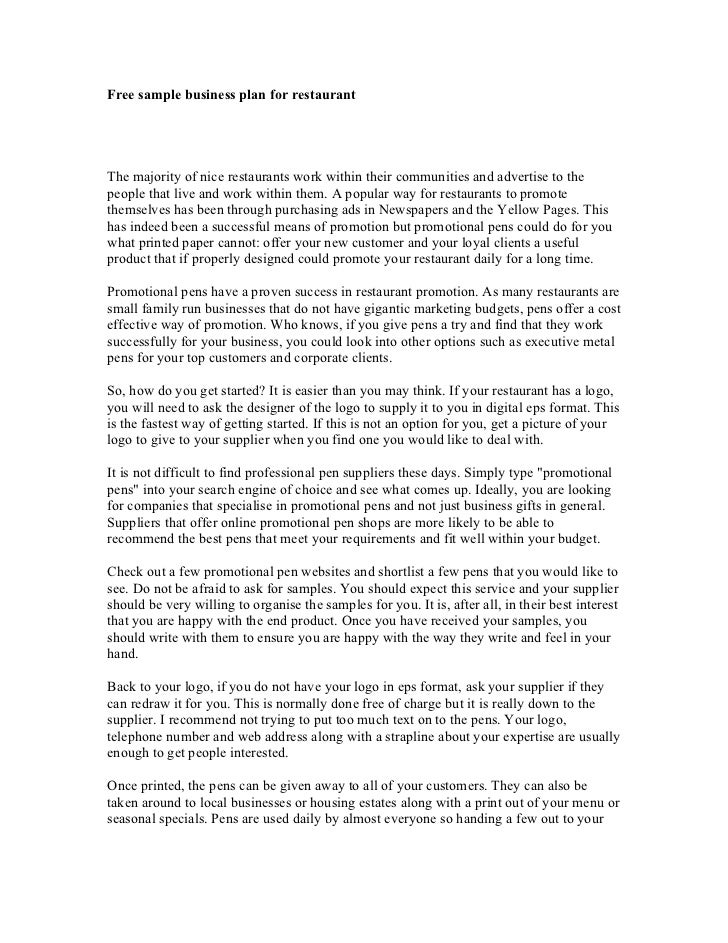 Free Sample Business Plan For Restaurant free-sample-business-plan-for-restaurant