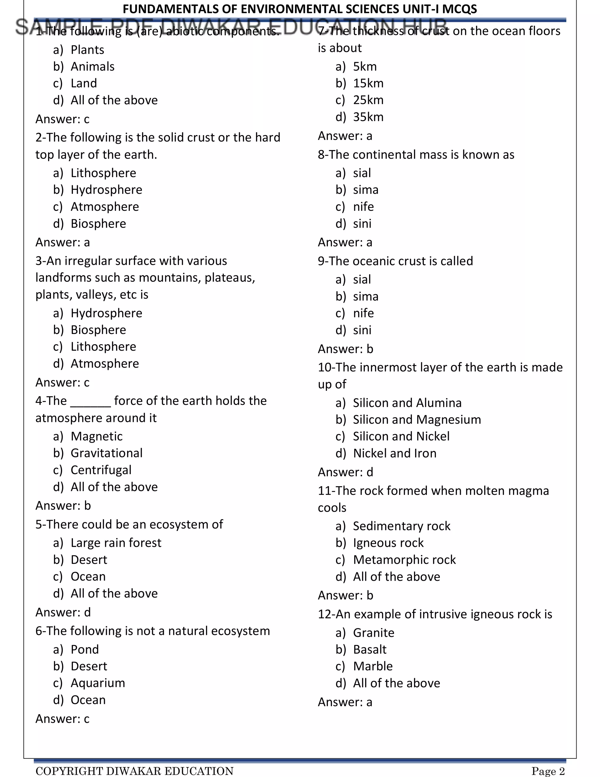 UGC NET Environment Science [EVS] Book PDF [Sample] | PDF