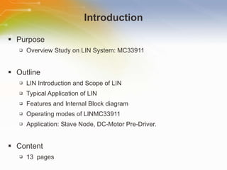 Overview Study on LIN System: MC33911 | PPT | Computer Networking ...