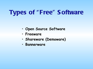Free software | PPT | Shareware and Freeware | Computer Software and Applications