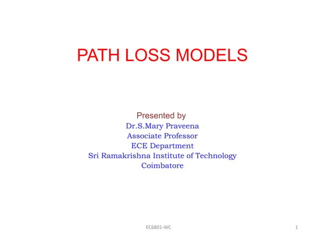 Path Loss model for wireless communication | PPTX | Physics | Science