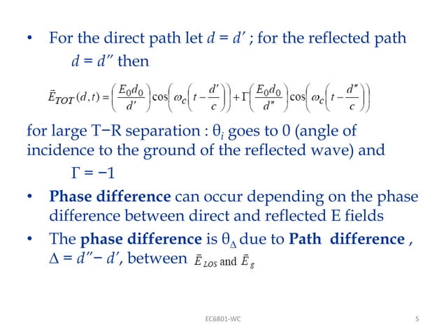 Path Loss model for wireless communication | PPTX | Physics | Science