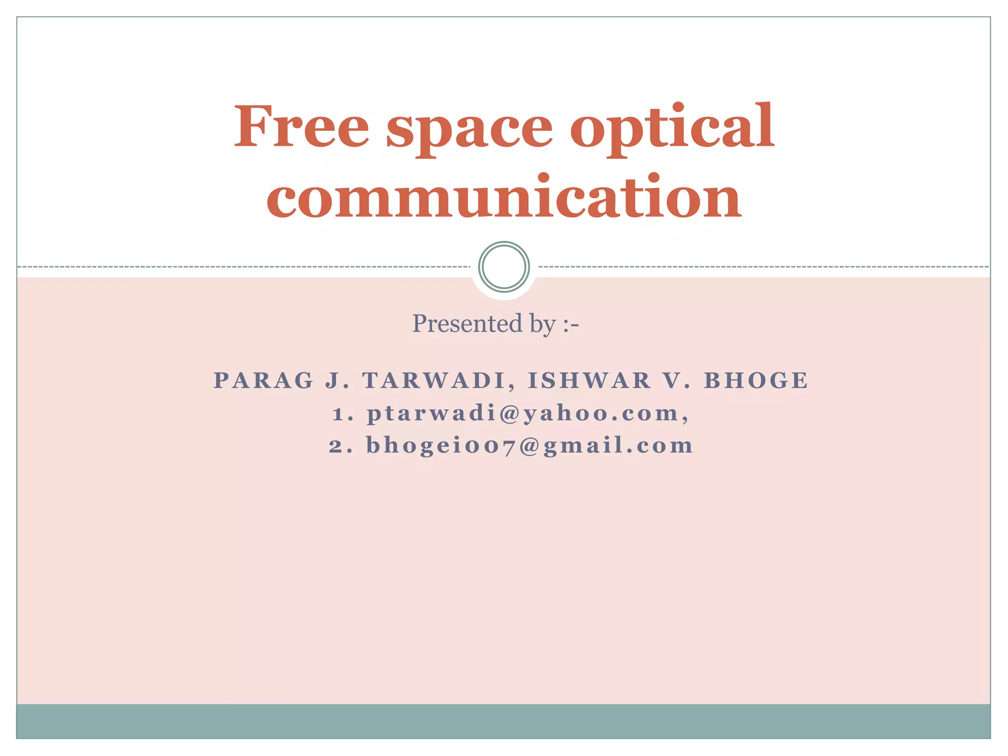 Free space optical communication | PPT