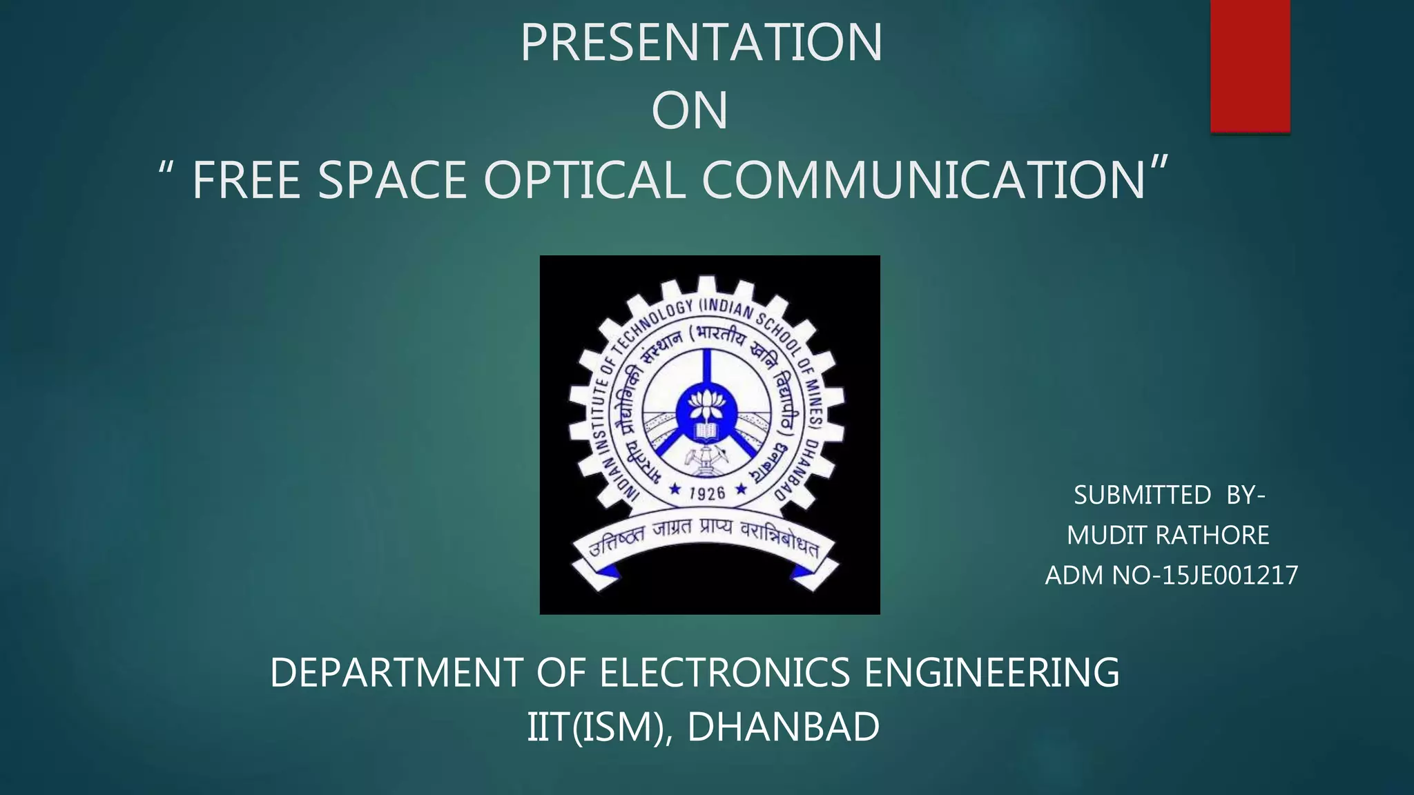 Free space optical communication | PPT