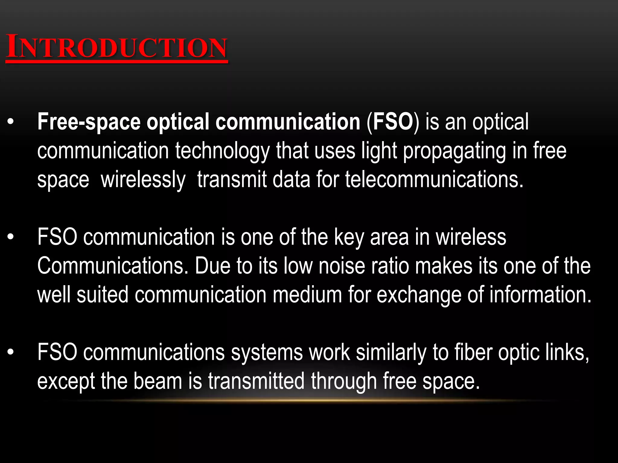 Free space optical communication system | PPTX | Computer Networking | Computing