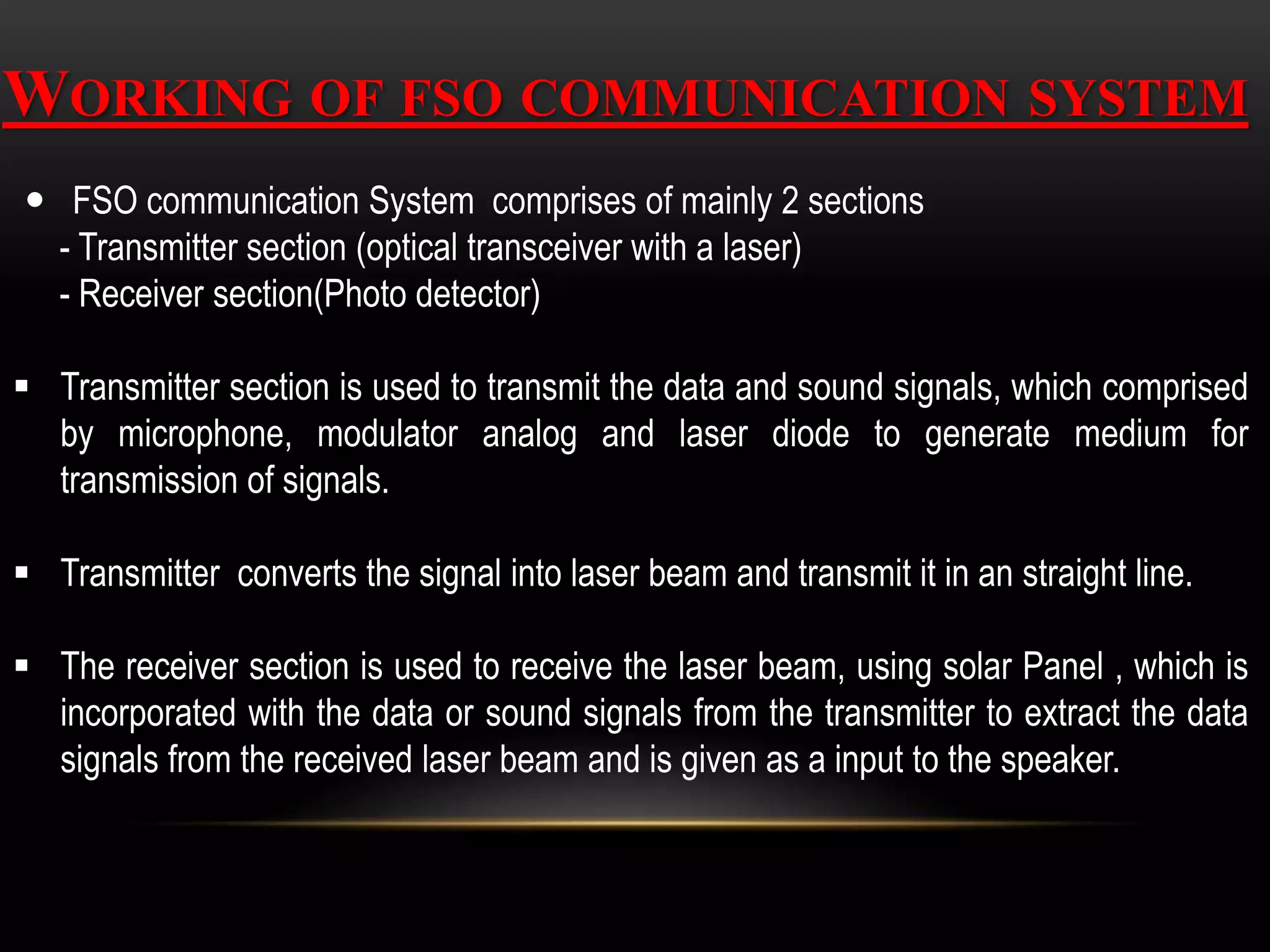 Free Space Optical Communication System Pptx Computer Networking Computing