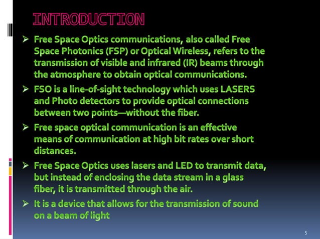 Free space optics communication | PPTX