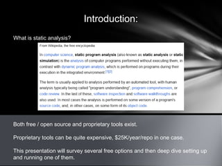 Free / Open Source C++ Static Analysis Tools | PPTX