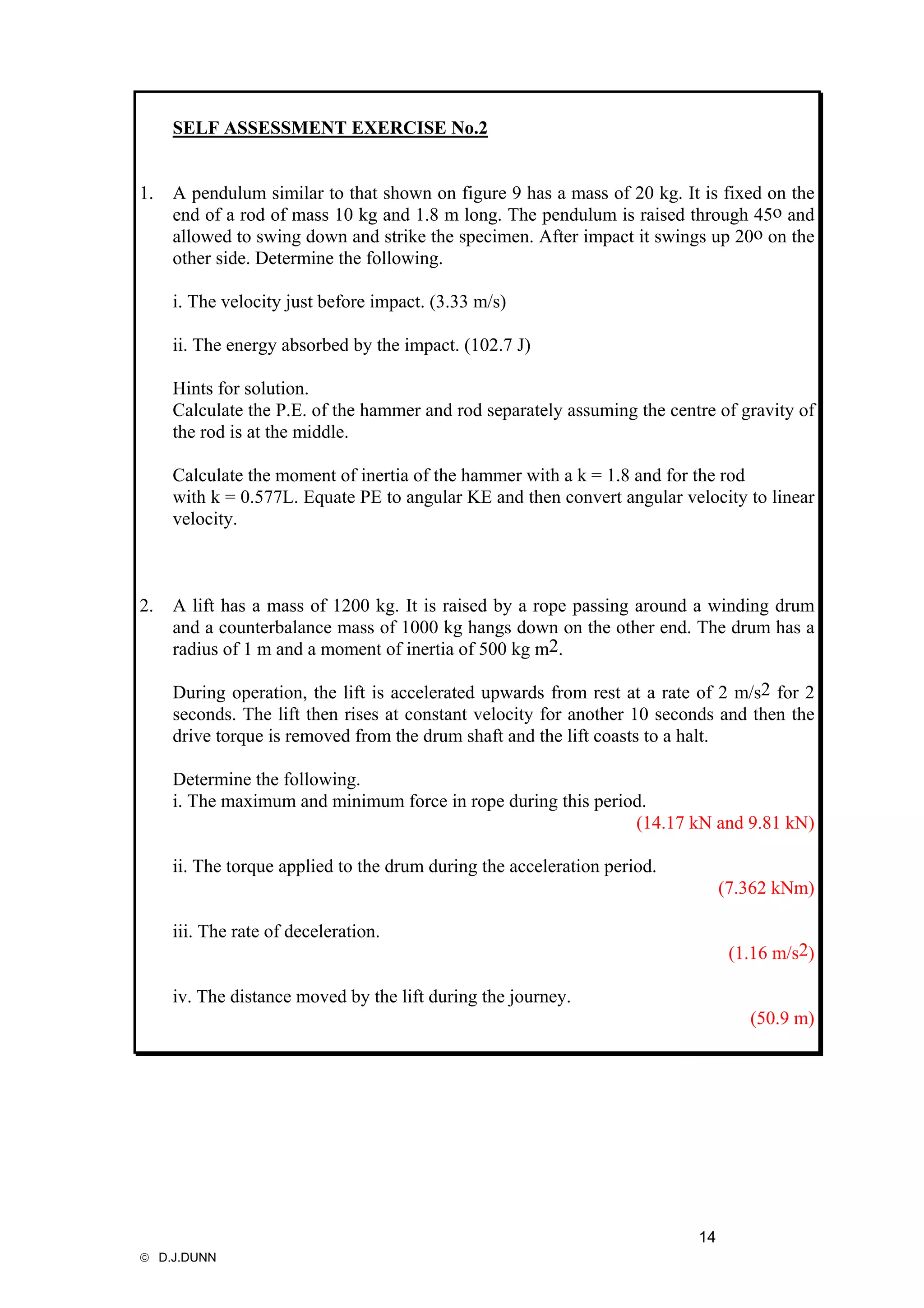 Free study calculation of inertia | PDF