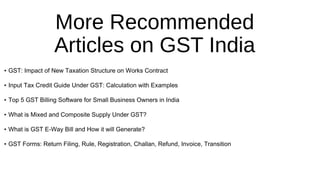 Rules and Provisions for Free Supply of Goods Under GST | ODP