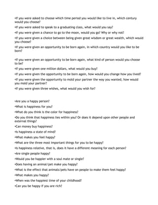 Free talk (random questions) | ODT