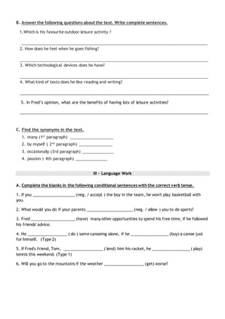 Free Time activities - 8th grades.doc