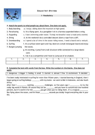 Free Time activities - 8th grades.doc