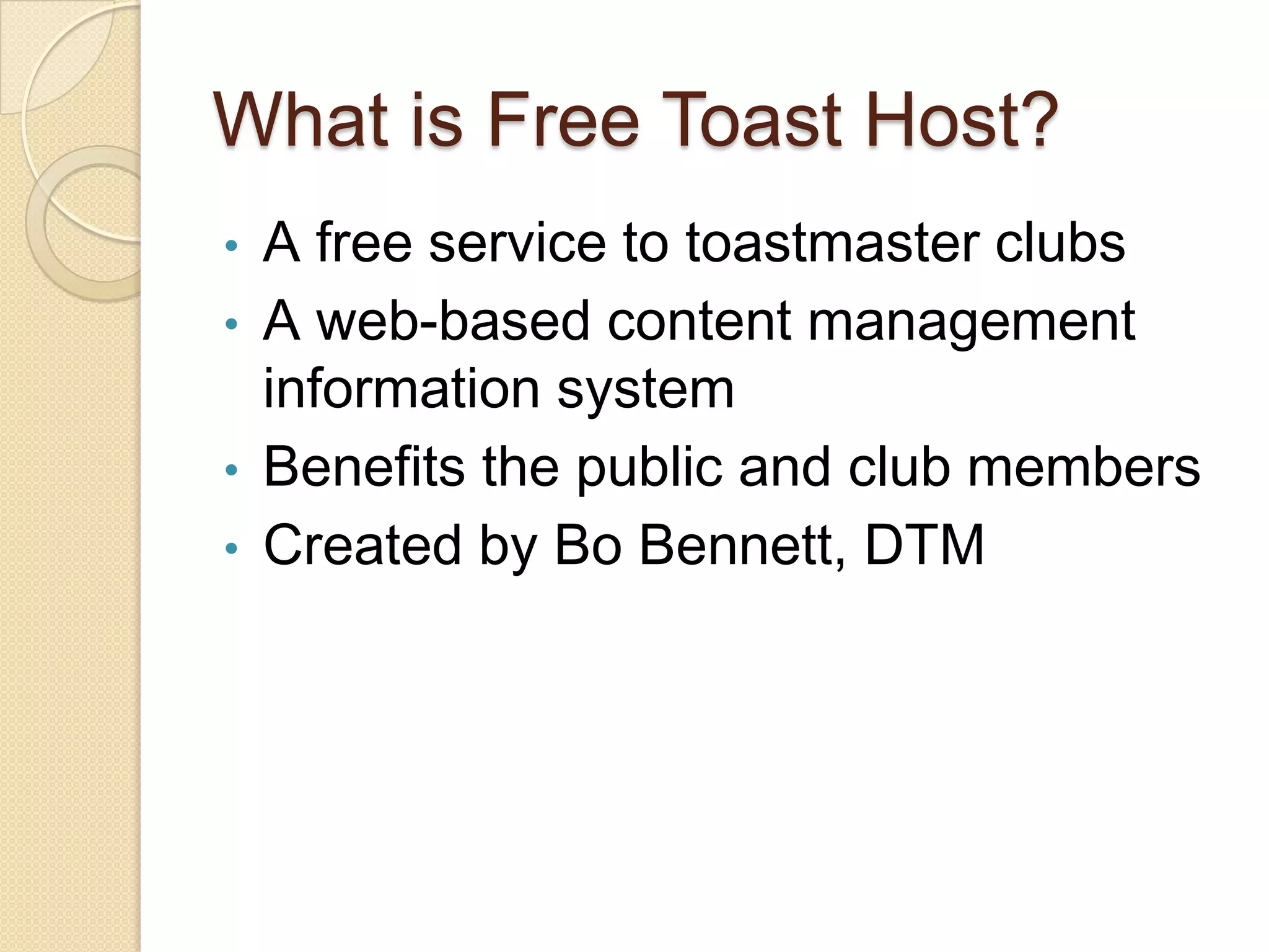 Free toast host | PPTX