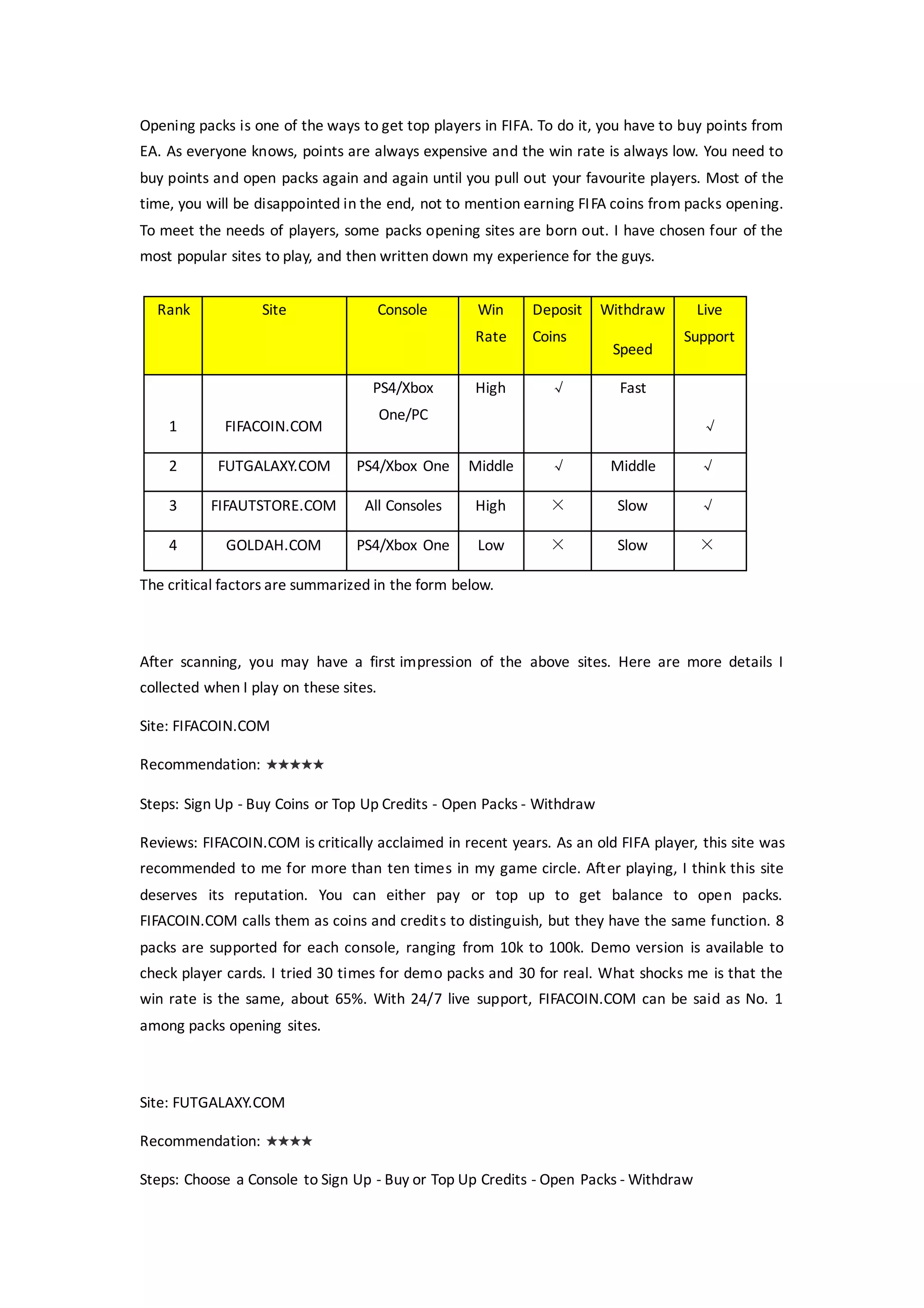 Free to open fifa packs | DOCX