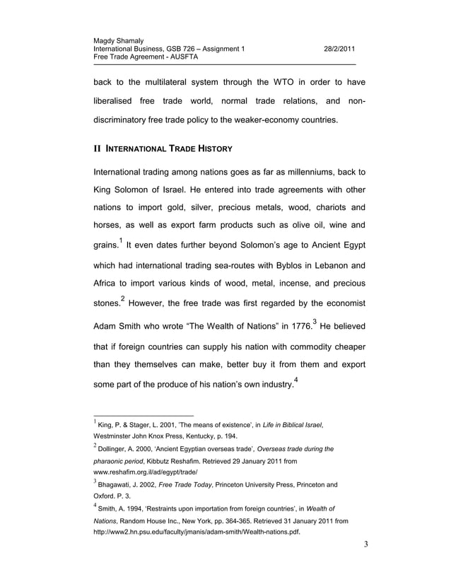 Free trade agreement, ausfta assignment 1 | PDF