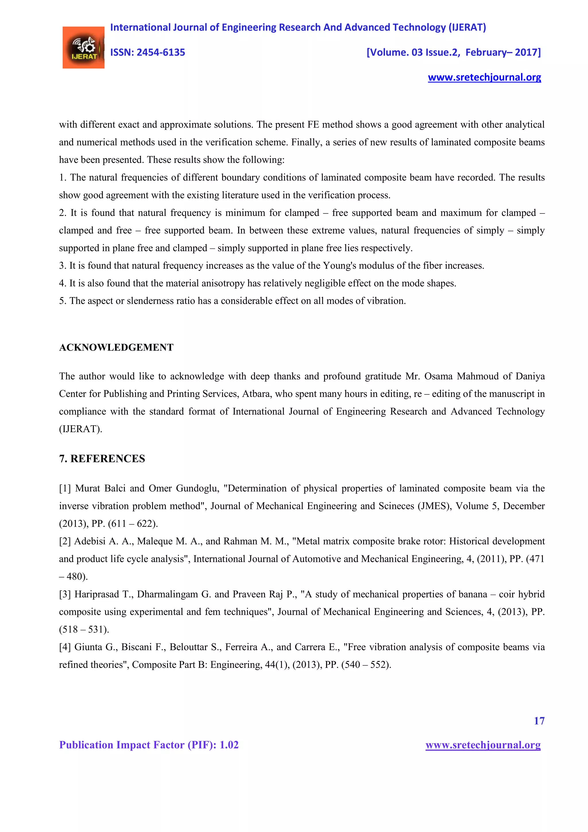 Free vibration analysis of laminated composite beams using fem | PDF