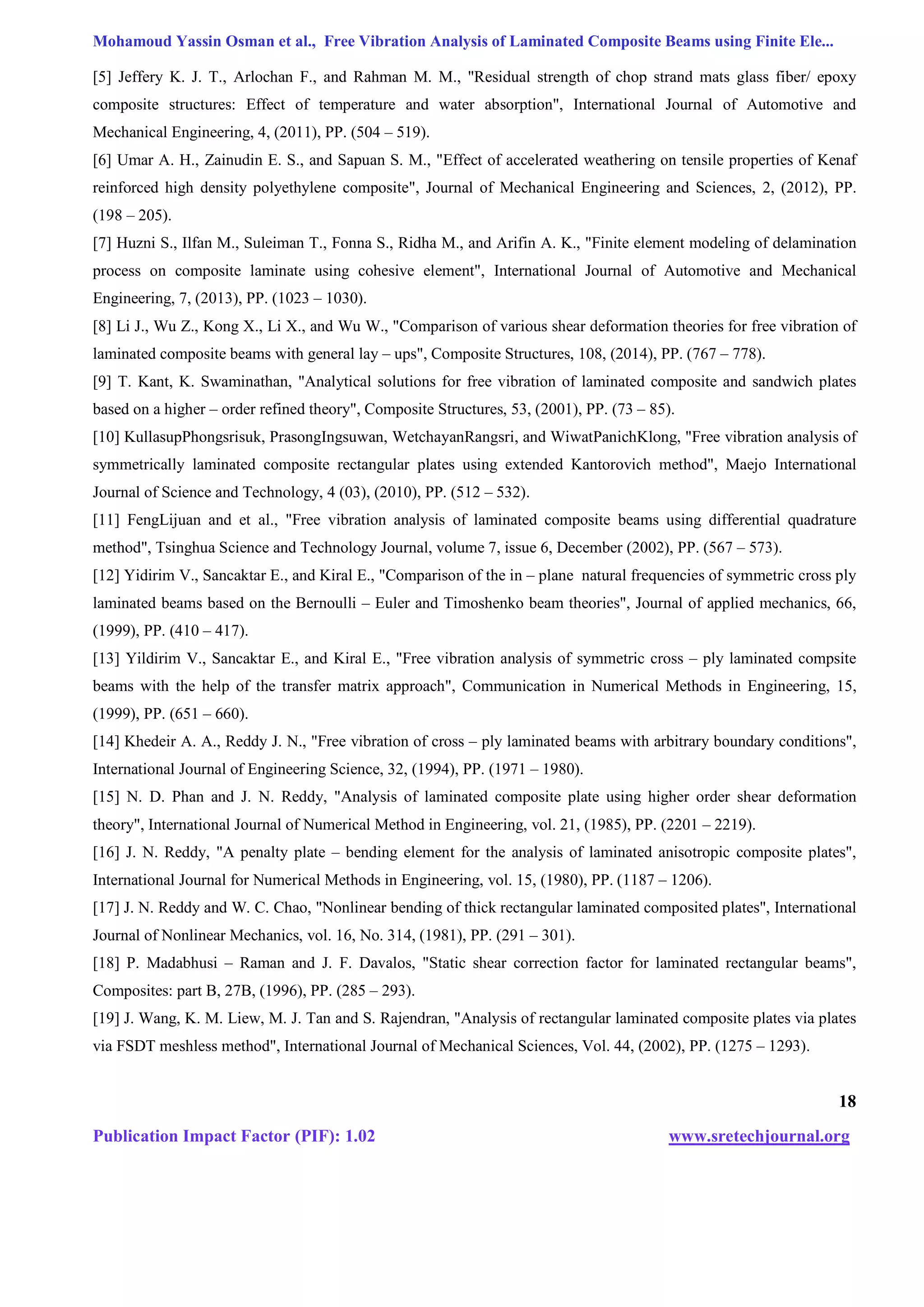 Free vibration analysis of laminated composite beams using fem | PDF