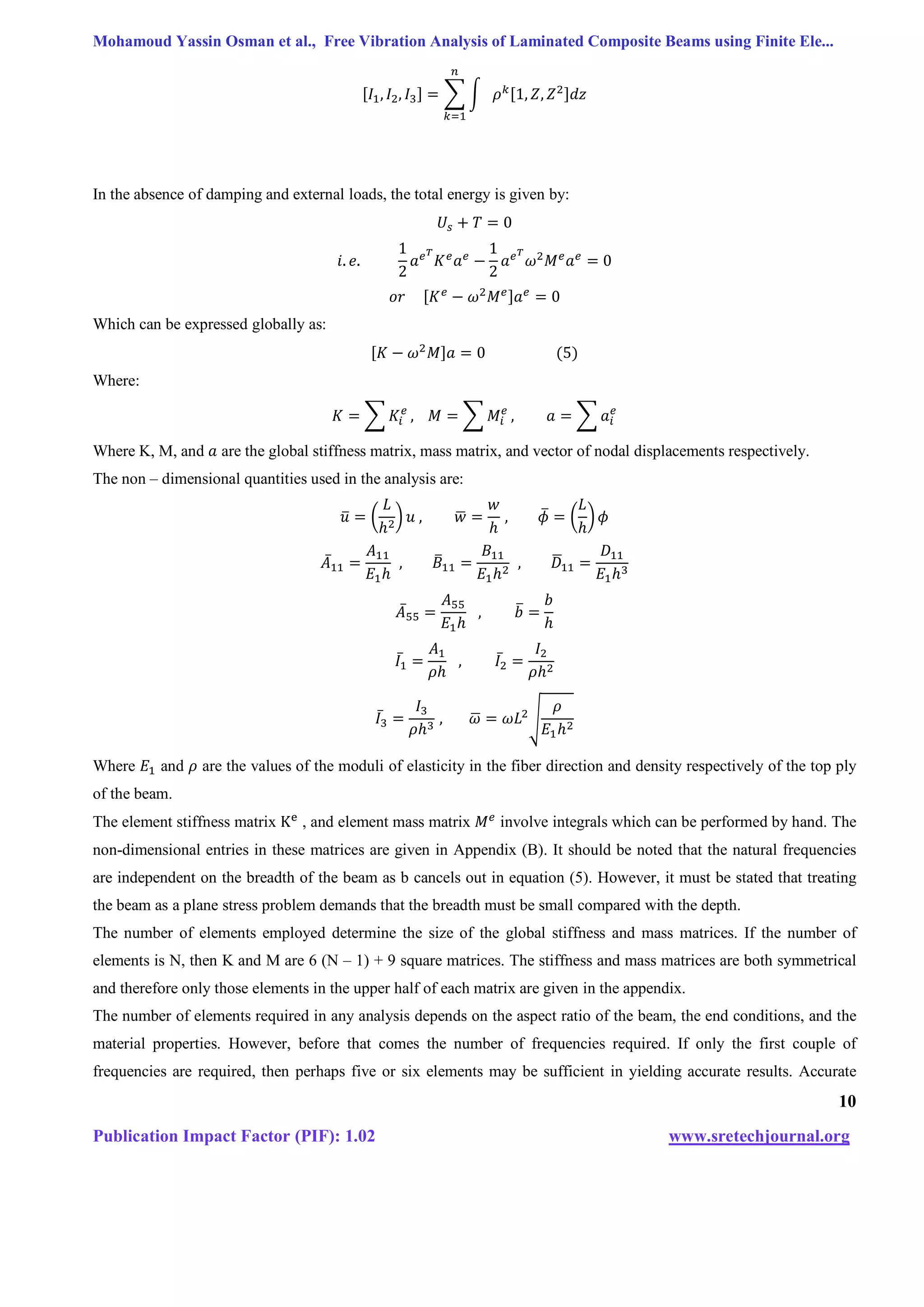 Free vibration analysis of laminated composite beams using fem | PDF