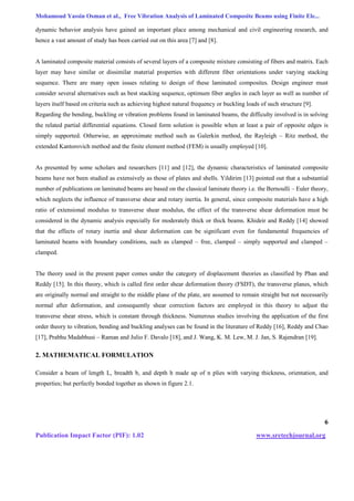 Free vibration analysis of laminated composite beams using fem | PDF