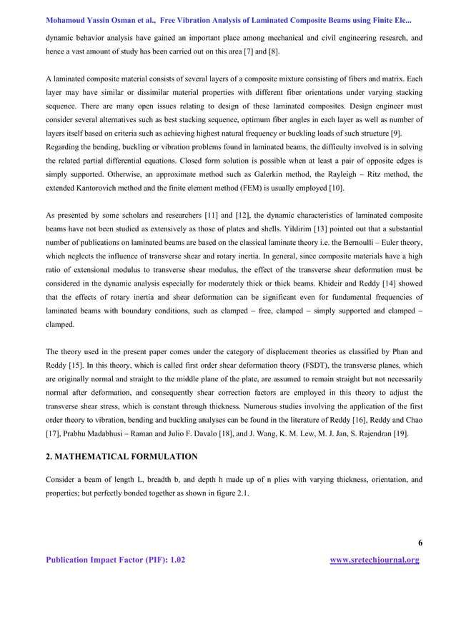 Free vibration analysis of laminated composite beams using fem | PDF