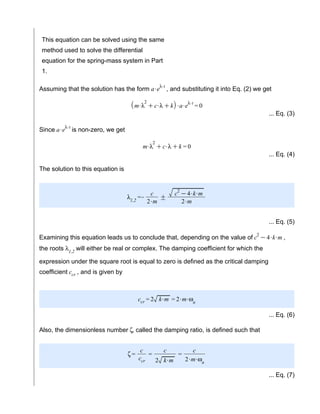 free vibration with damping in Single degree of freedom | PDF