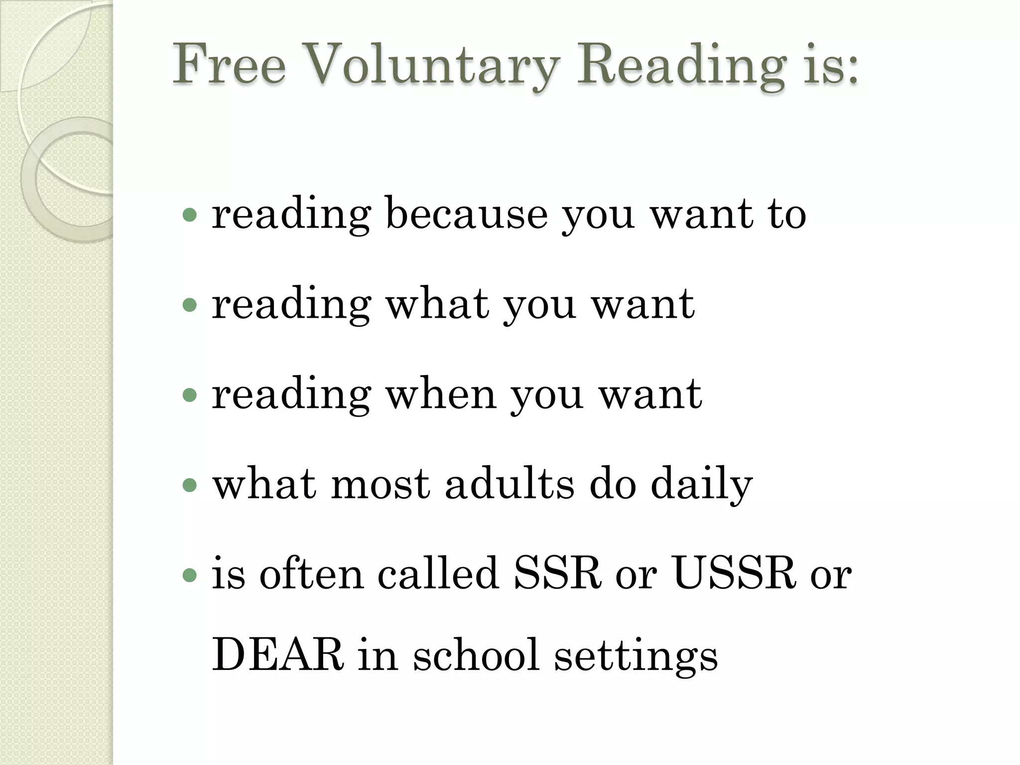 Free voluntary reading | PPTX