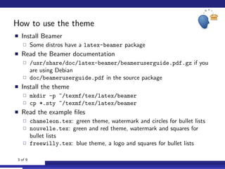 Freewilly with beamerusetheme Torino.sty