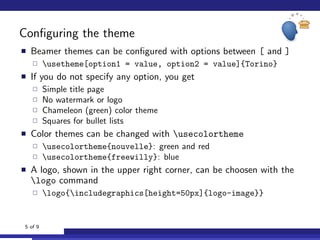 Freewilly with beamerusetheme Torino.sty