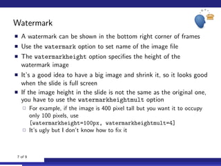 Freewilly with beamerusetheme Torino.sty