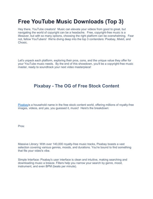Top 3 Free YouTube Music Download Sources | PDF