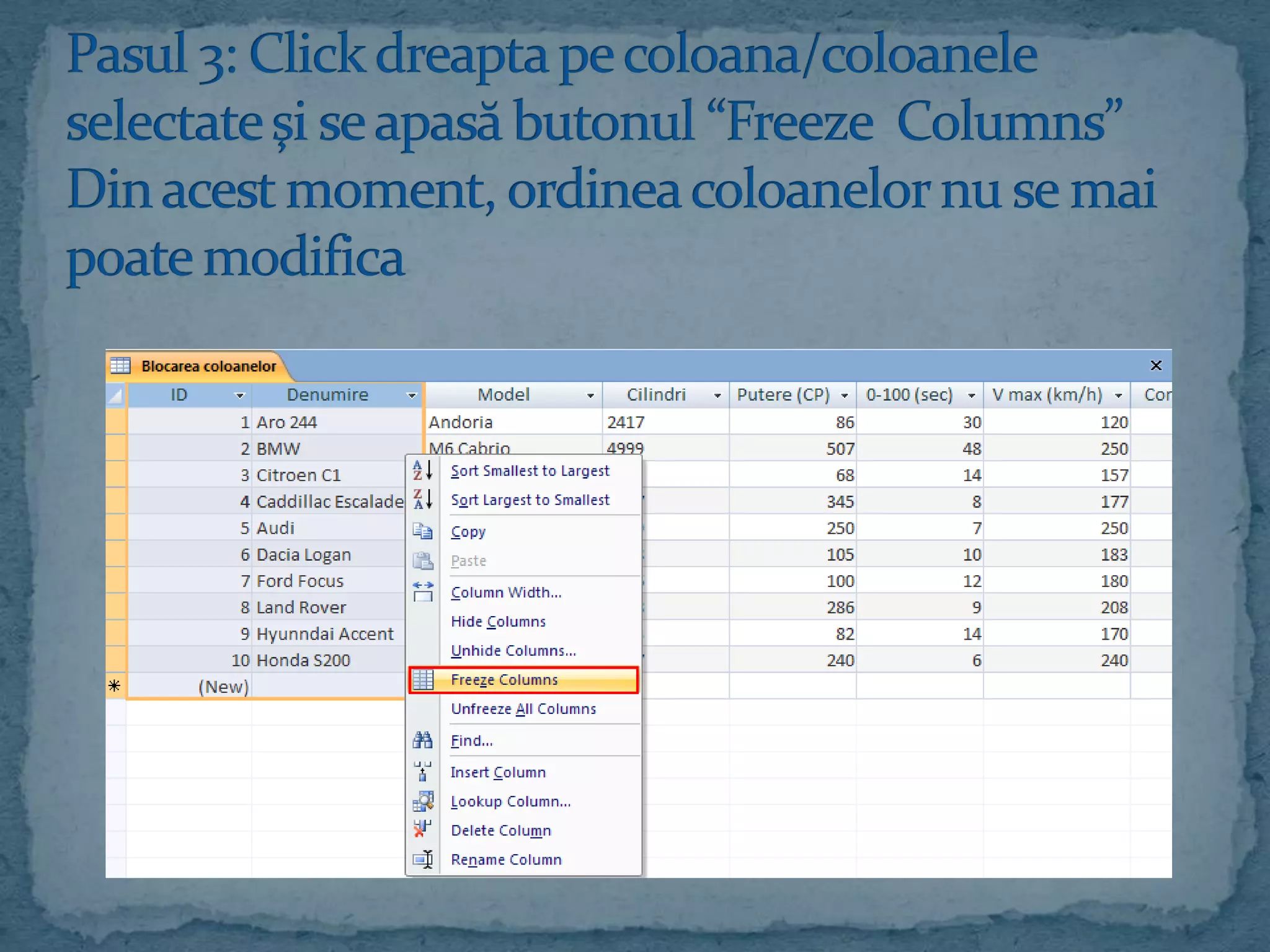 Blocarea coloanelor | PPT