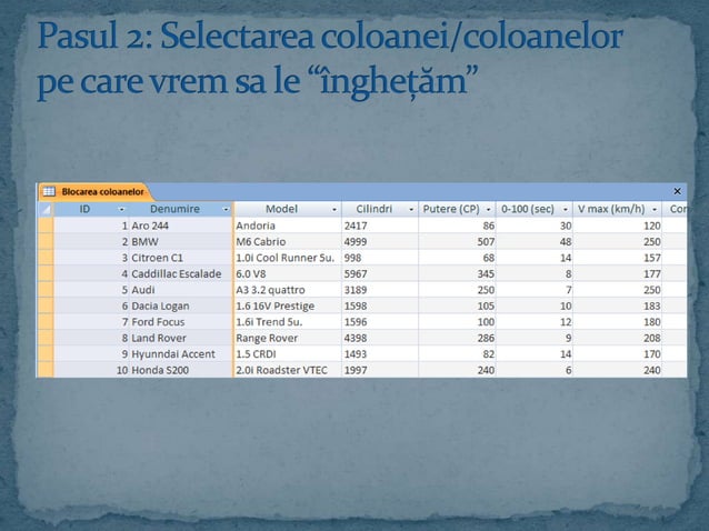 Blocarea coloanelor | PPT