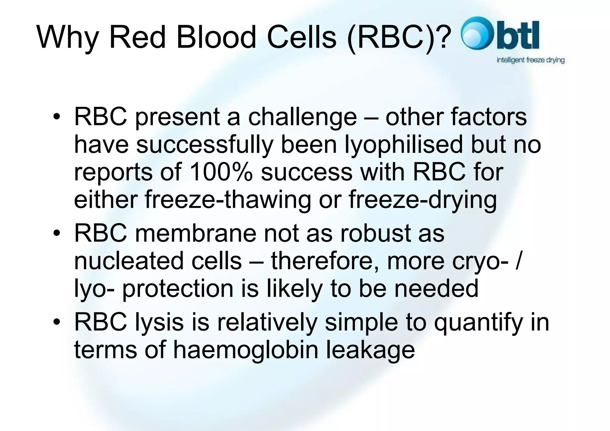 Freeze Drying Of Red Blood Cells | PDF