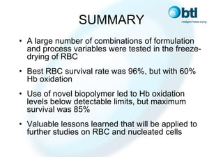 Freeze Drying Of Red Blood Cells | PDF