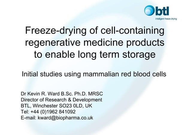 Freeze Drying Of Red Blood Cells | PPT