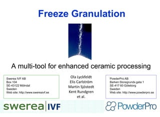 Freeze granulation - A multi-tool for enhanced ceramic processing | PDF ...