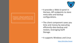 OpenStack Backup, Restore, DR (Freezer) | PPT