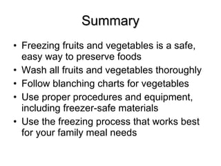 Freezing Fruits and Vegetables | PPT
