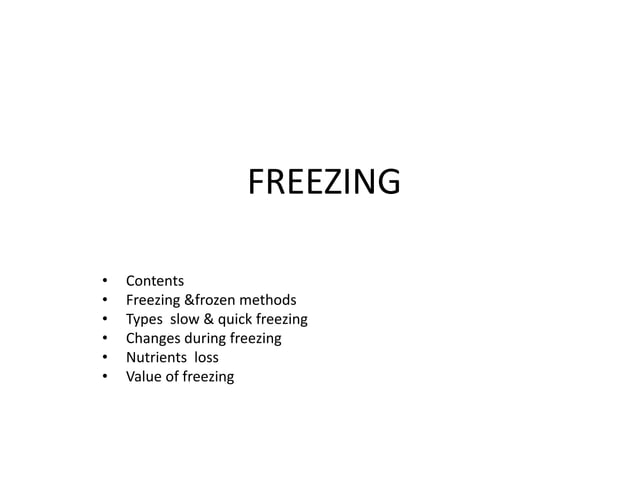 Freezing of food materials | PPTX