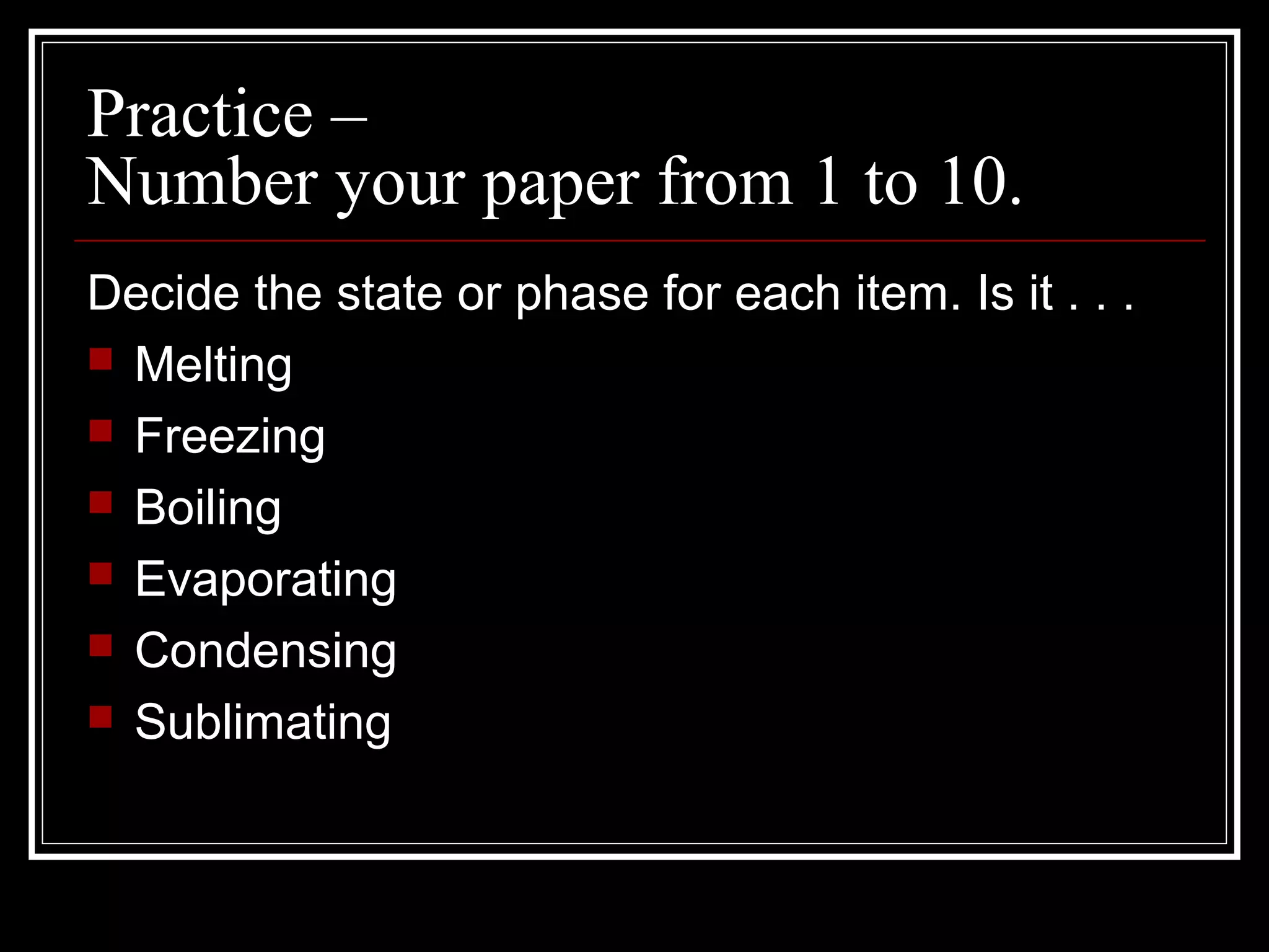 Freezing, melting, and evaporation | PPT