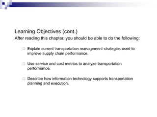FREIGHT TRANSPORTATION IN SUPPLY CHAIN MANAGEMENT | PPT