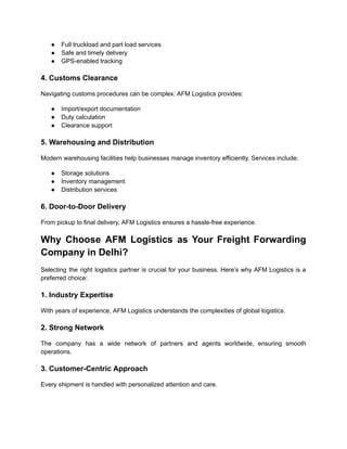 Freight forwarding company in Delhi – AFM Logistics .pdf