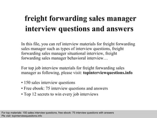 Freight forwarding sales manager interview questions and answers | PPT