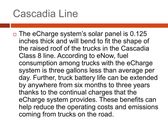 Freightlinter’s New Cascadia Line Will Offer Solar Panel System | PPT