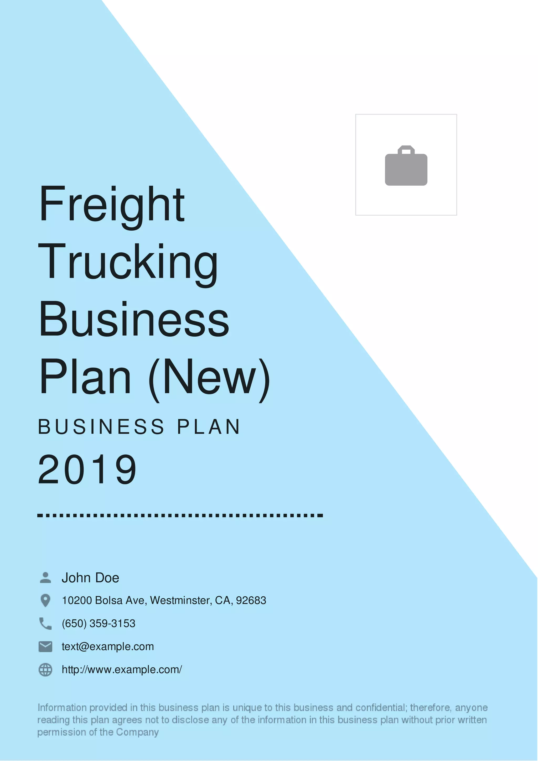 Freight trucking business plan example | PDF