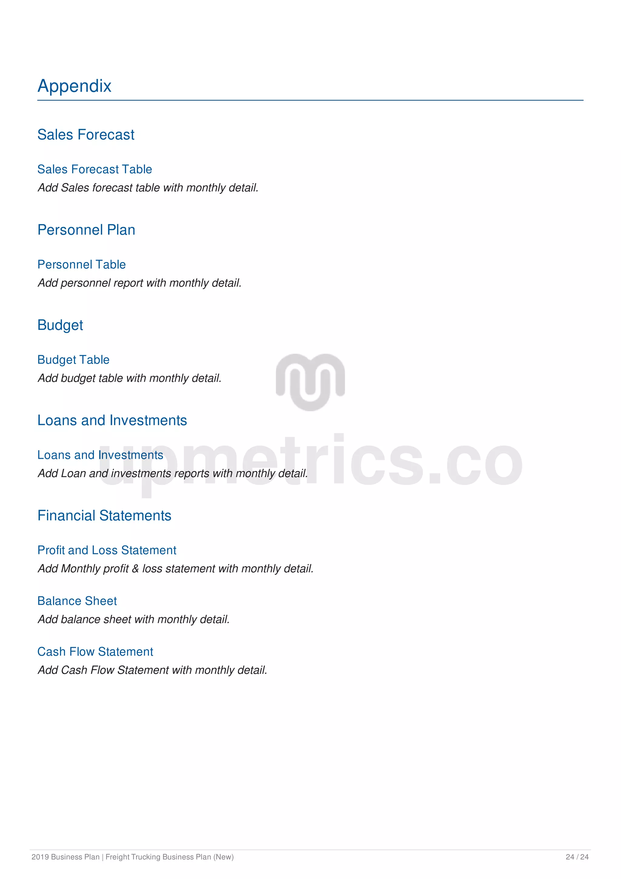 Freight trucking business plan example | PDF