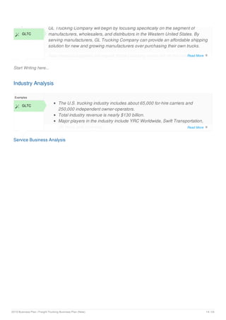 Freight trucking business plan example | PDF