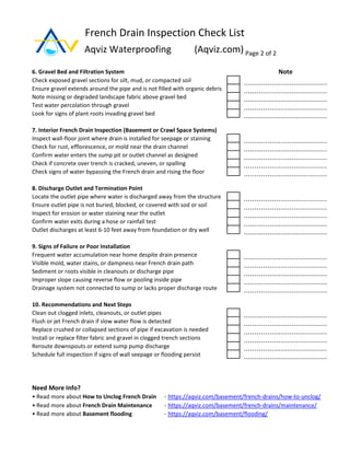 Complete French Drain Inspection Checklist | Aqviz.com