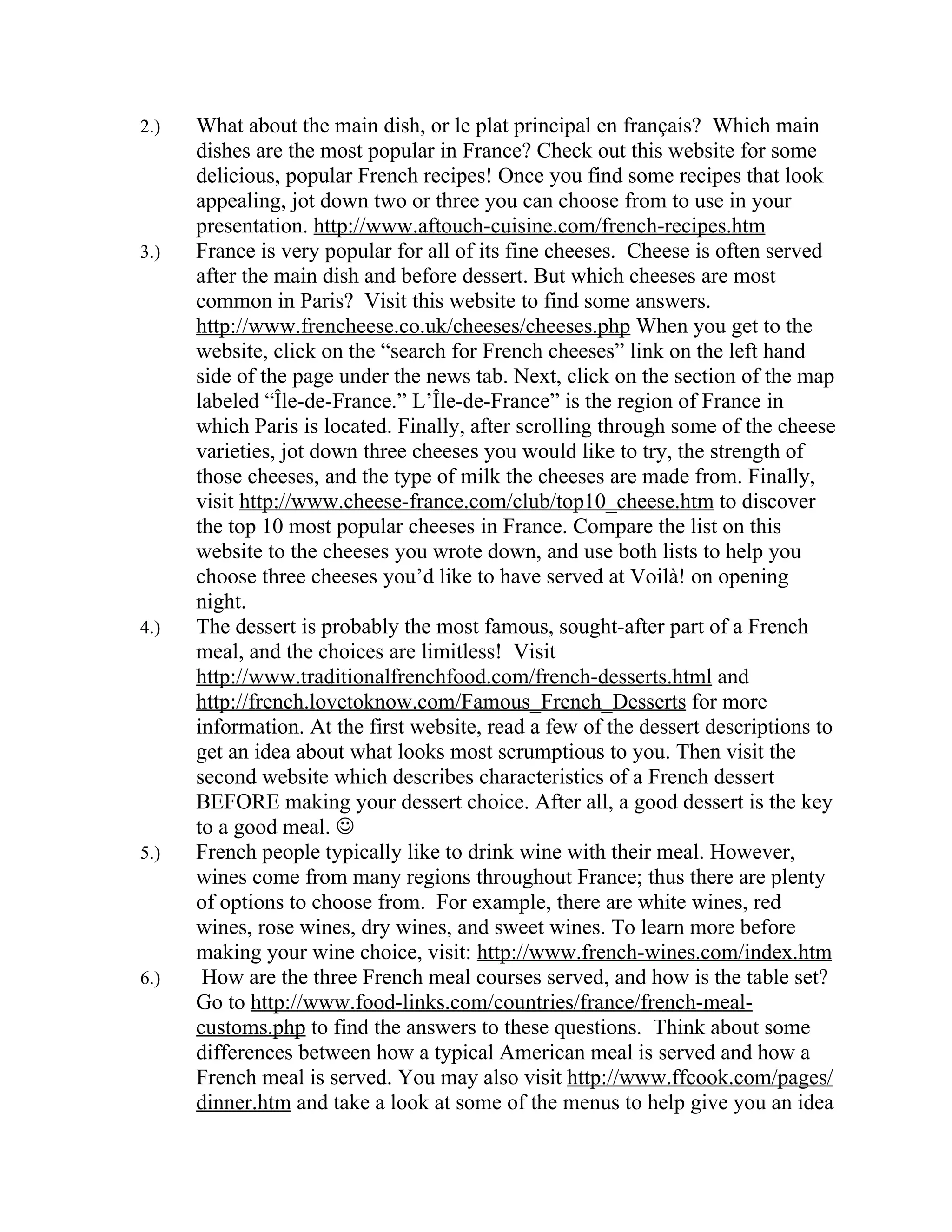 French 1 food webquest | DOC